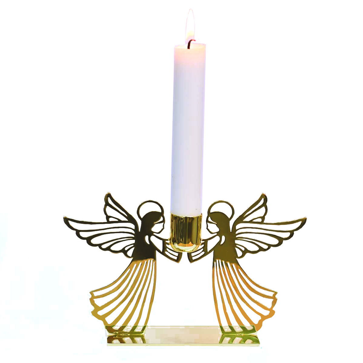 Englestage til kronelys, guld B: 17,5 cm H: 11 cm D: 4,2 cm | Claus Dalby